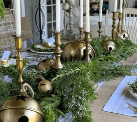 Simple Christmas Tablescape With Gold Bells and Greenery | Redesign